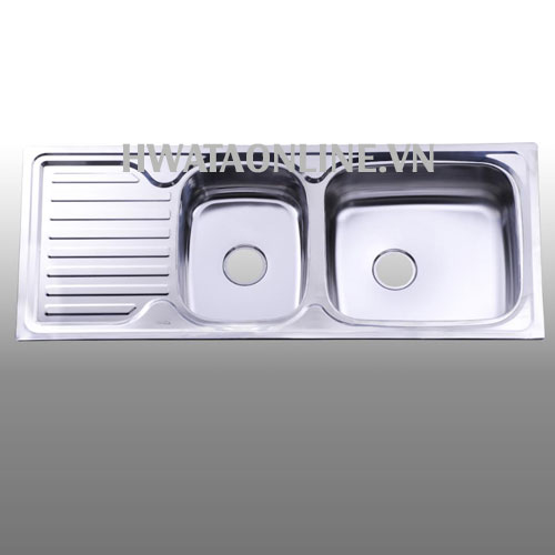 Chậu rửa inox Hwata BDC1, hai hộc, một cánh lớn – hwataonline.vn